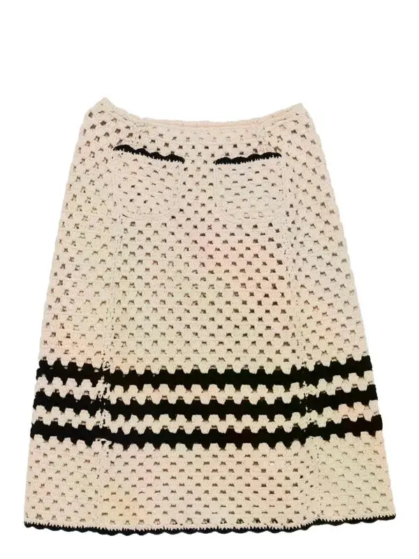 N°21 Crochet Striped Midi Skirt - Neutrals