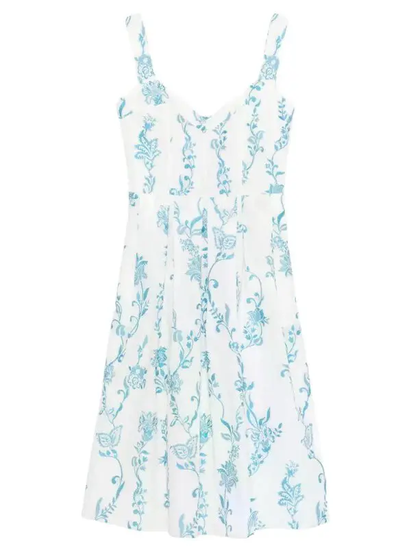Etro Floral Print Midi Dress - White