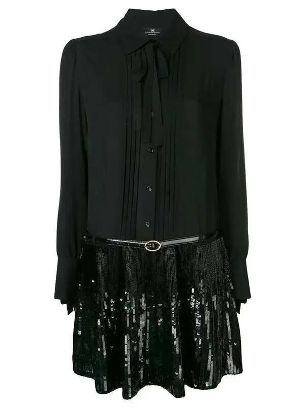 Elisabetta Franchi Sequin Embellished Shirt Dress - Black