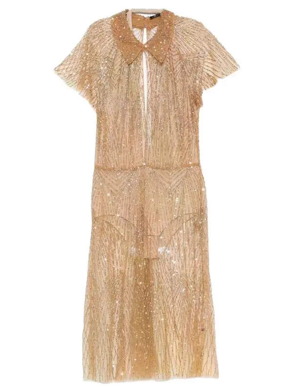 Elisabetta Franchi Embellished Midi Dress - Neutrals