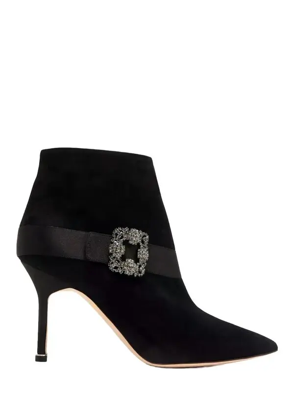 Manolo Blahnik Pliniau Crystal-embellished Ankle Boots - Black