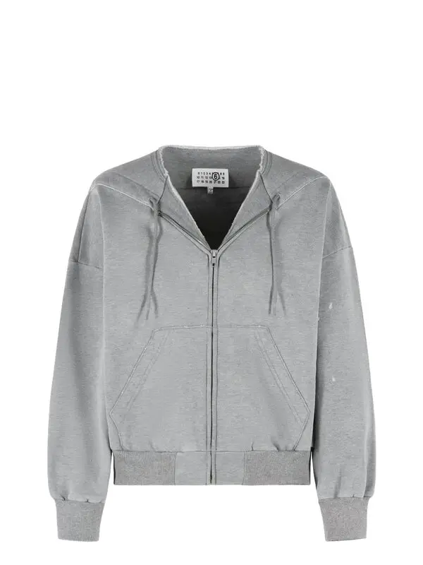 MAISON MARGIELA Drawstring Zip Hoodie - Grey