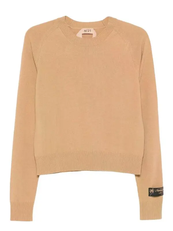 N°21 Long-sleeve Knitwear With Logo Patch - Neutrals
