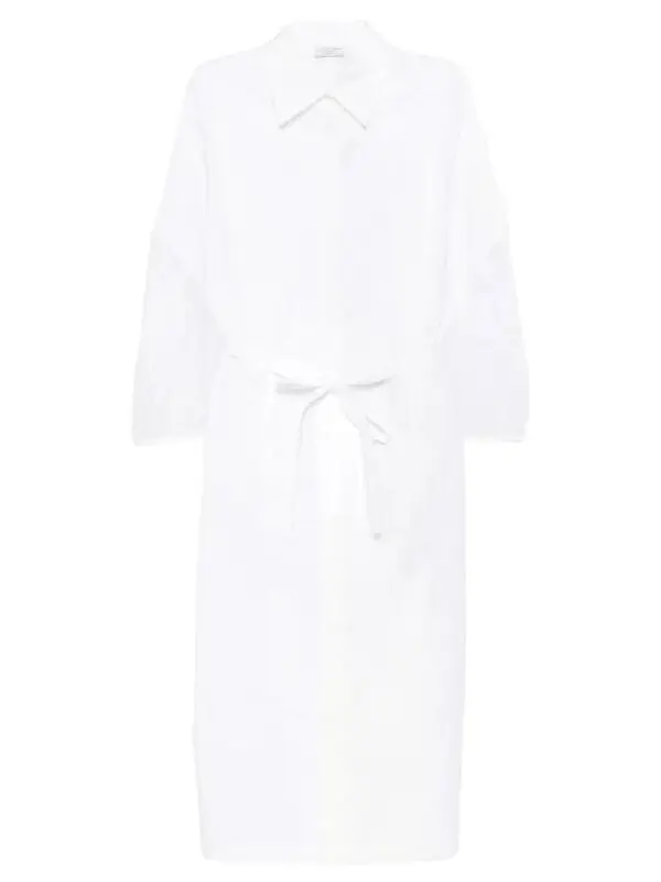 Peserico Tie-waist Midi Shirt Dress - White