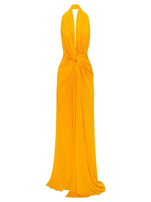 Alex Perry Halter Twist Gown - Yellow