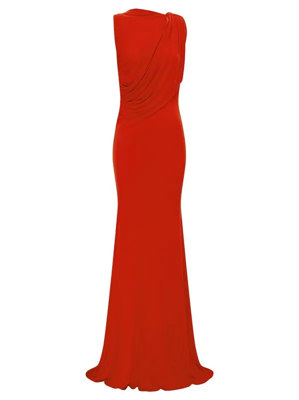 Alex Perry Sleeveless Open-back Drape Gown - Red