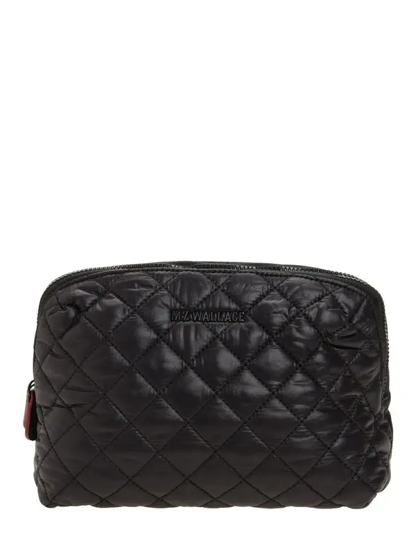 Mz Wallace Medium Double Zip Quilted Cosmetics Pouch - Black
