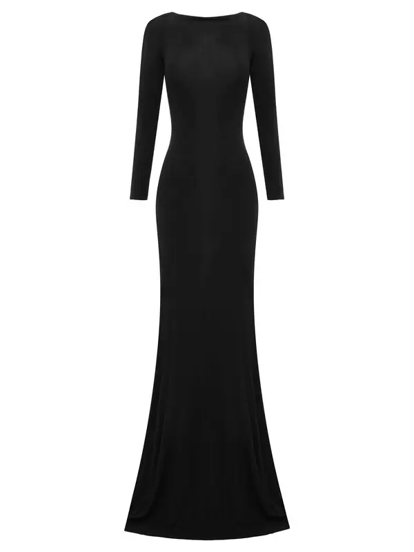 Alex Perry Long Sleeve Open Back Gown - Black