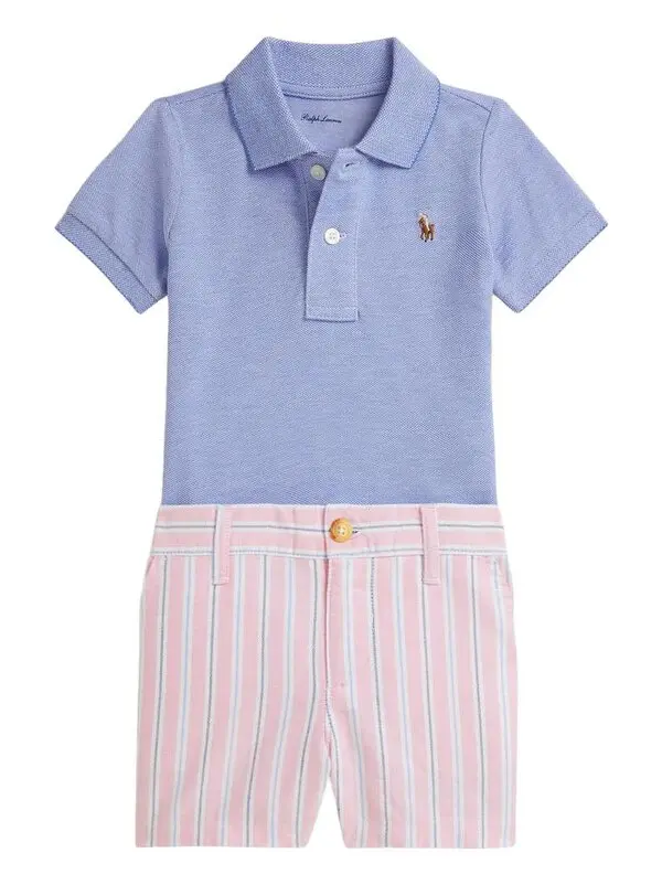 Ralph Lauren Oxford Mesh Button-up Shirt & Shorts Set - Harbor Island Blue
