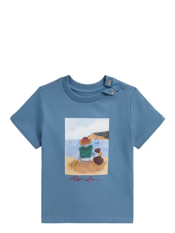 Ralph Lauren Beach Bear Cotton Graphic T-shirt - Bear Camp Blue