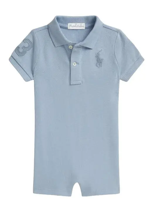 Ralph Lauren Cotton Piqué Romper - Estate Blue