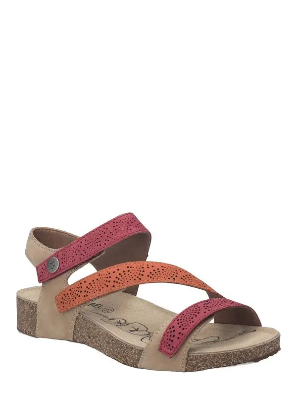 Josef Seibel Tonga 73 Ankle Strap Wedge Sandals - Red/beige Multi