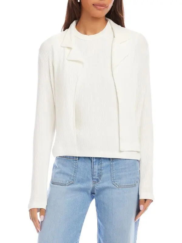 Karen Kane Notch Lapel Rib Jacket - White