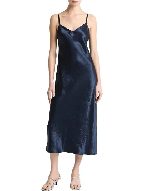 Vince Midi Satin Slipdress - Coastal