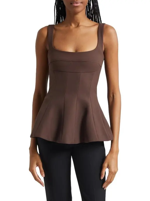 Stine Goya Sleeveless Peplum Top - Cocoa