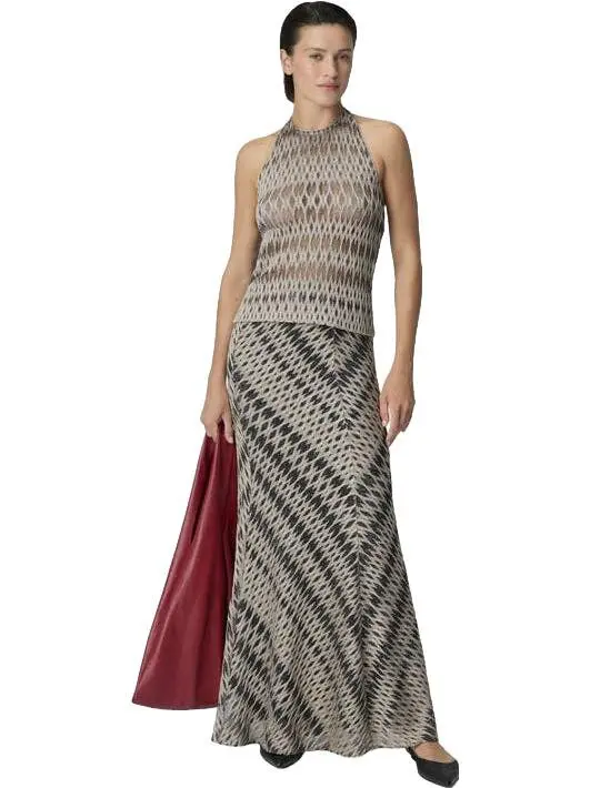 Missoni 3d Diamond Viscose Blend Long Skirt - Green& Brown