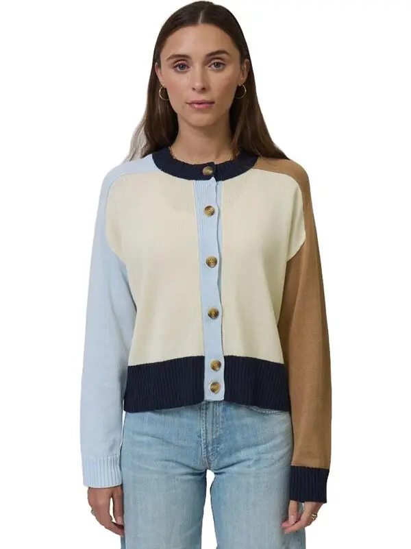 Central Park West Chloe Colorblock Cardigan - Blue Multi