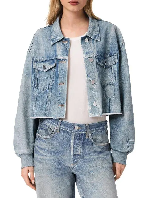ALLSAINTS Anders Crop French Terry Shacket - Illusion Indigo