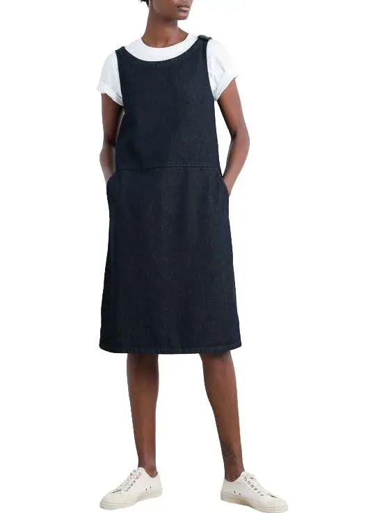 SEASALT CORNWALL Salt Weave Denim Pinafore Dress - Dark Wash