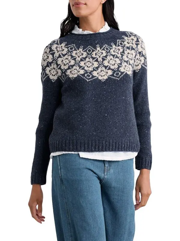 SEASALT CORNWALL Fair Isle Merino Wool Blend Sweater - Helianthus Maritime Limestone