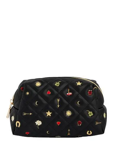 FABLE ENGLAND Quilted Celestial Embroidered Pouch - Black