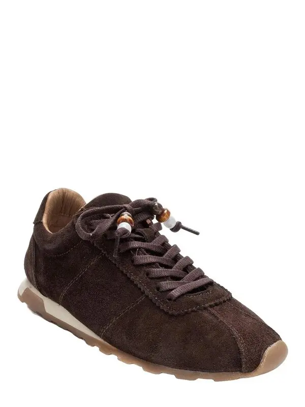 FOREVER & ALWAYS SHOES Brea Leather Embellished Sneaker - Brown Suede