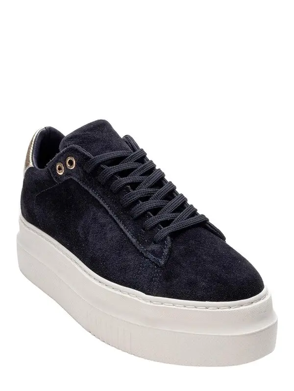 FOREVER & ALWAYS SHOES Nera Leather Sneakers - Navy Suede