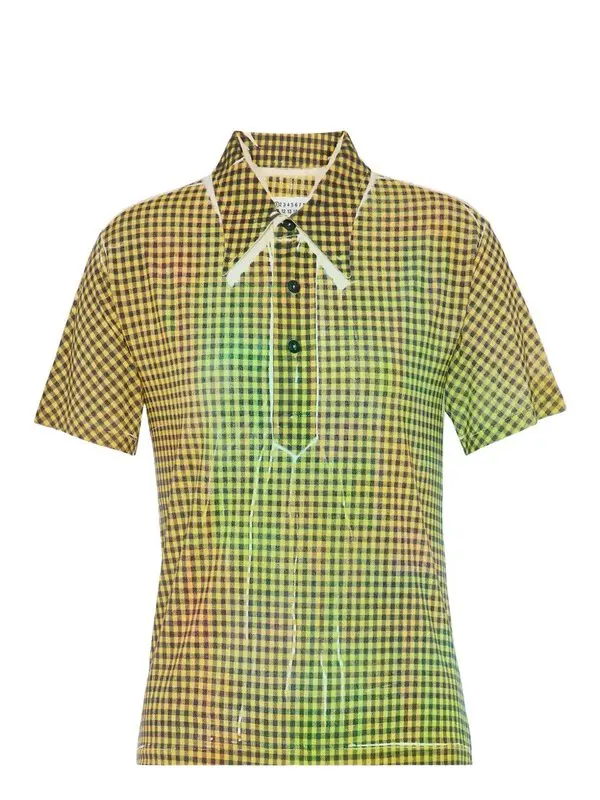 MAISON MARGIELA Gingham Polo Top - Yellow