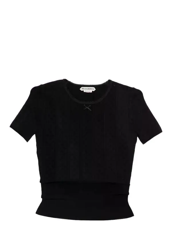 JW Anderson Pointelle Bow Top - Black