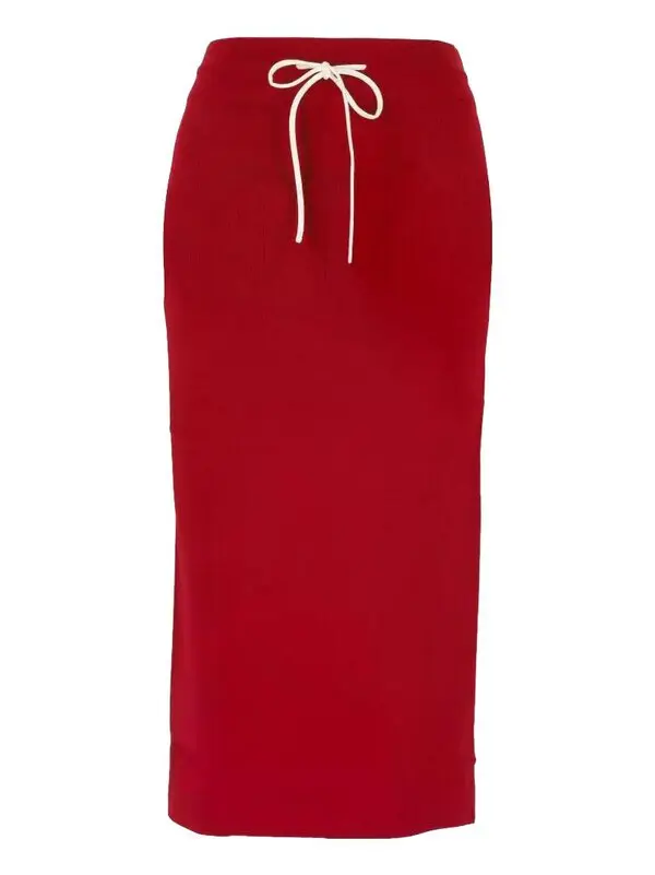 Patrizia Pepe Ribbed Skirt With Split Detail - Red