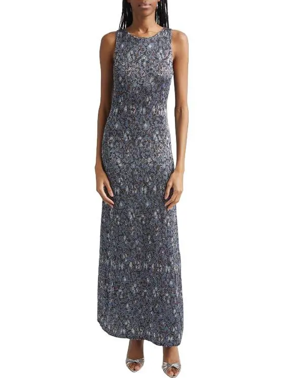 Missoni Animal Jacquard Sequin Sleeveless Column Dress - Blue Base