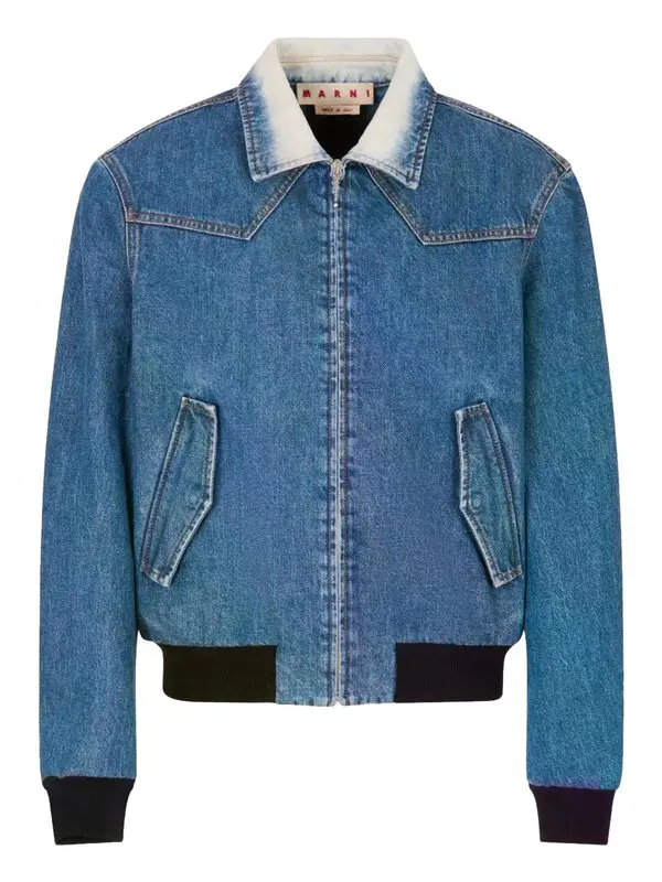 Marni Bleached-effect Bomber Jacket - Blue
