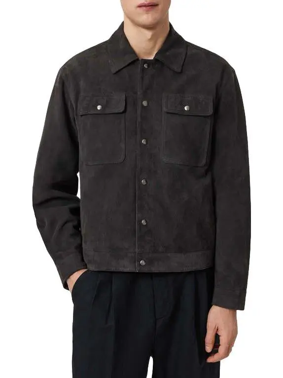 ALLSAINTS Shelton Goatskin Suede Jacket - Washed Black