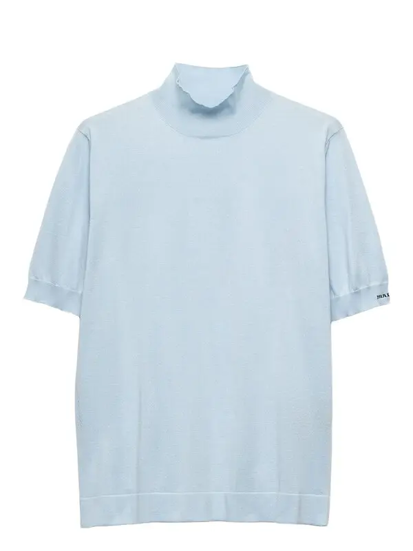 Prada Short-sleeved Cotton Sweater - Light Blue