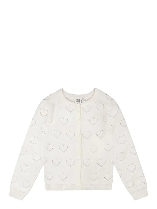 DEUX PAR DEUX Pointelle Knit Long Sleeve Cardigan - Off-white