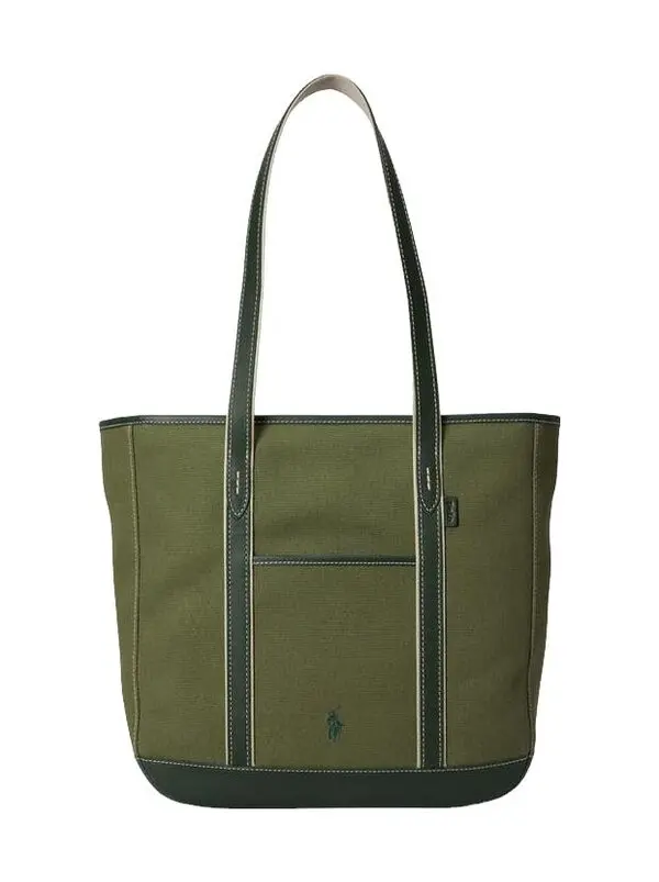 Polo Ralph Lauren Canvas & Leather Tote - Light Sage/olive