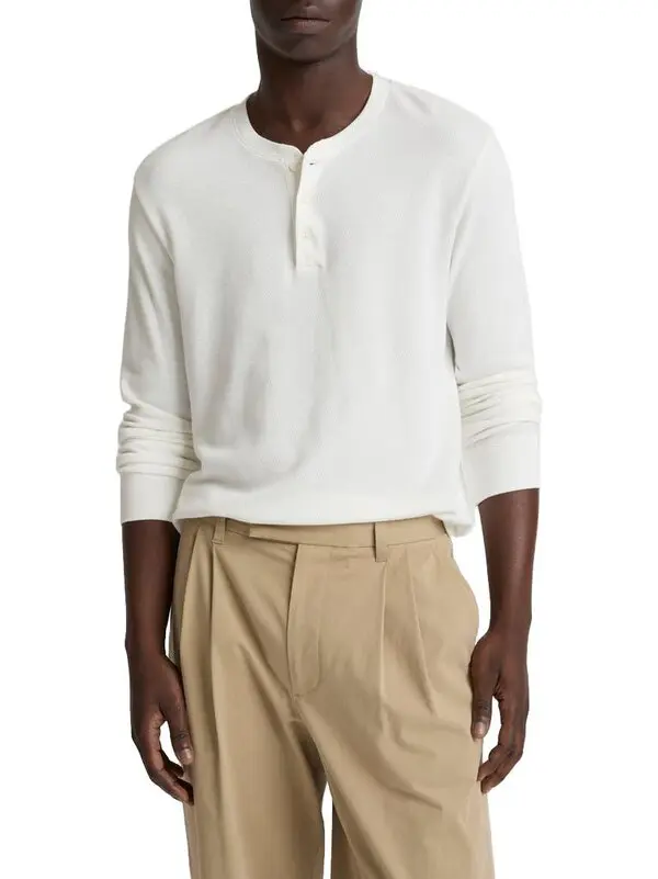 Vince Jacquard Long Sleeve Henley - Off White