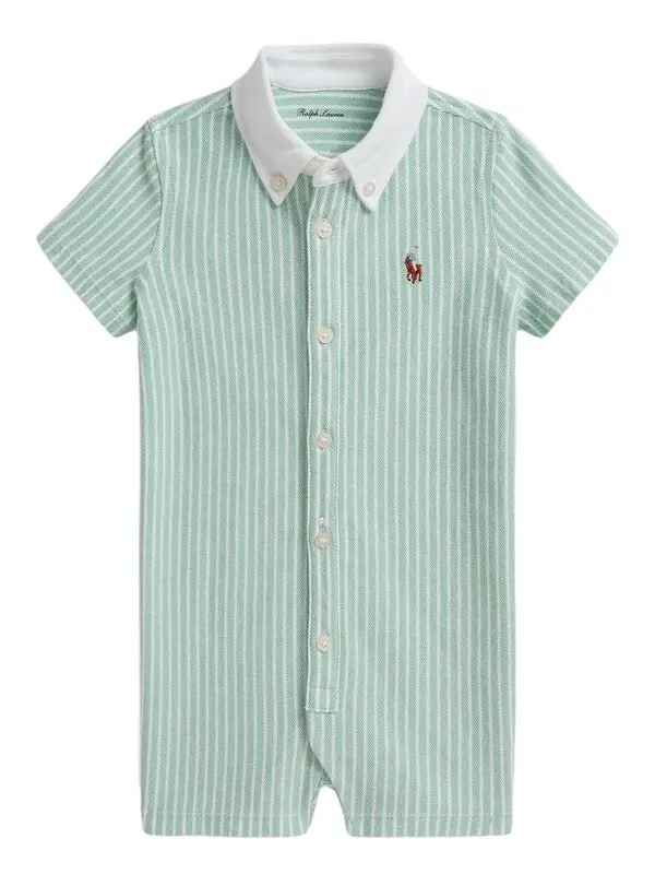 Ralph Lauren Cotton Piqué Romper - Celadon Multi