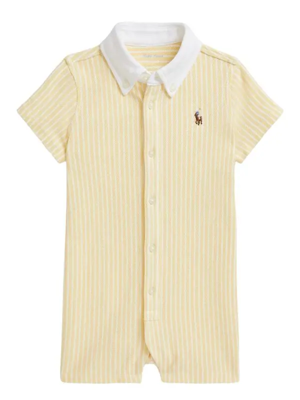 Ralph Lauren Cotton Piqué Romper - Wicket Yellow Multi