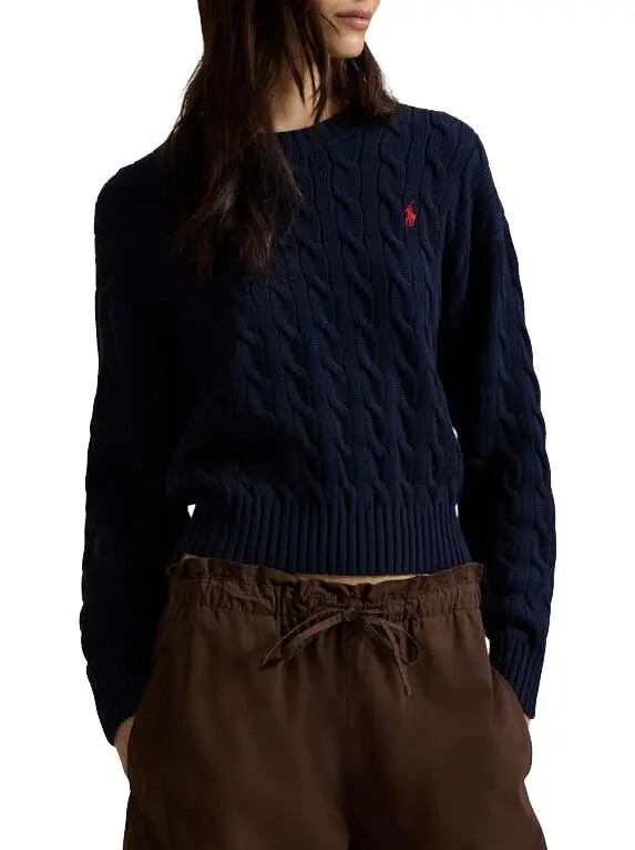 Polo Ralph Lauren Cable-knit Crewneck Sweater - Hunter Navy