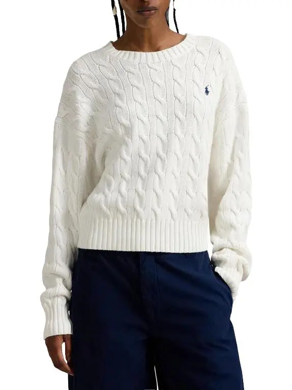 Polo Ralph Lauren Cable-knit Crewneck Sweater - White
