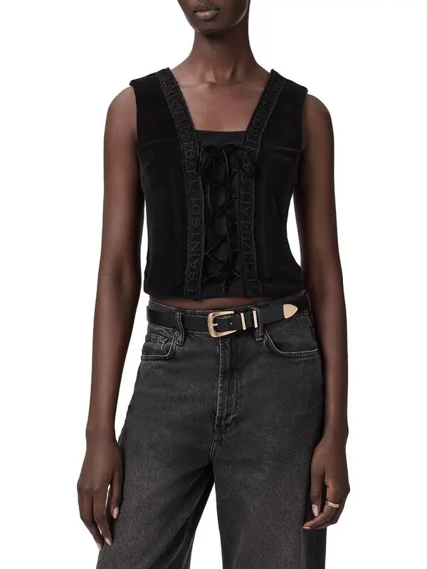 ALLSAINTS Selin Velveteen Vest - Black