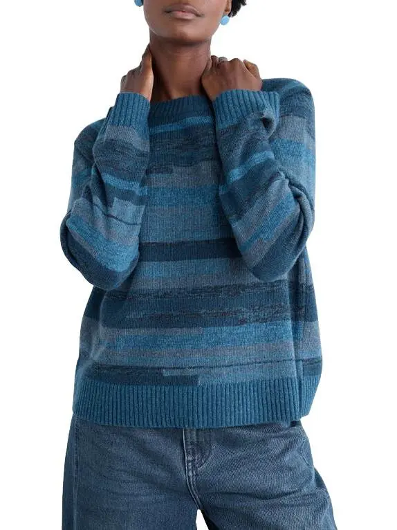 SEASALT CORNWALL Shore Dock Stripe Lambswool Blend Crewneck Sweater - Knit Forepeaks Galley Mix