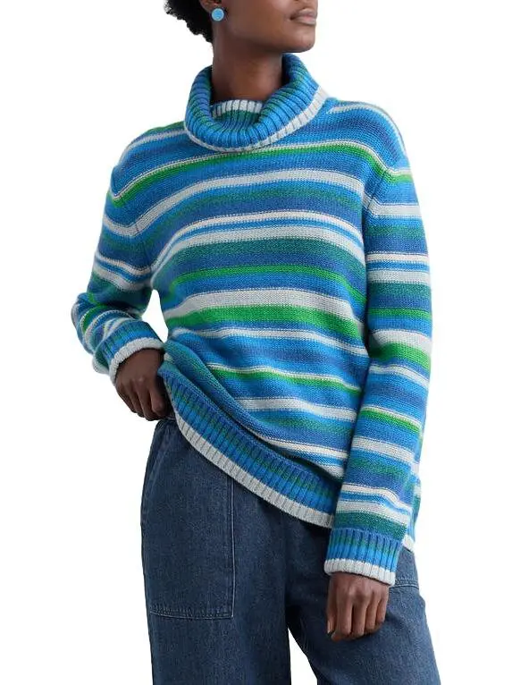 SEASALT CORNWALL Braque Stripe Turtleneck Sweater - Concertina Shore Multi