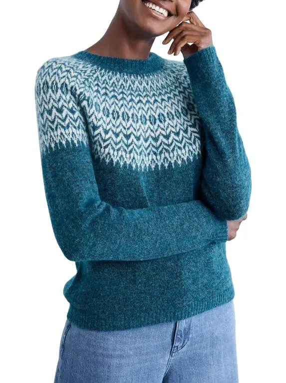 SEASALT CORNWALL Fair Isle Wool & Mohair Blend Sweater - Knit Hellebore Shore Limestone