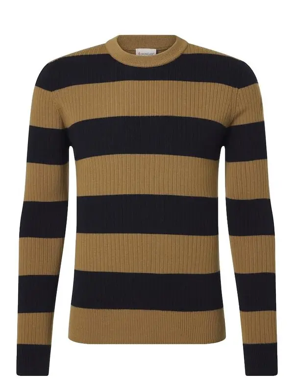 Moncler Striped Wool Sweater - Brown