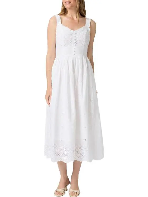 Paige Riesling Eyelet Sleeveless Maxi Dress - White
