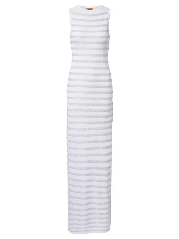 Missoni Sequined Striped Maxi Dress - White