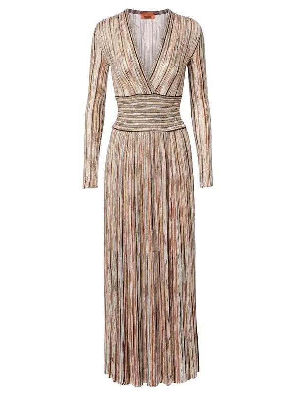 Missoni Sequined Striped Maxi Dress - Brown