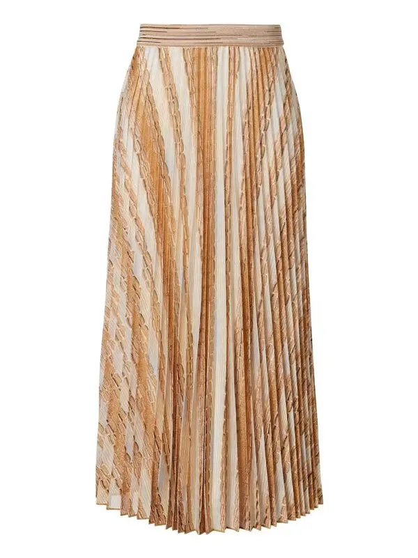 Missoni Plissé Printed Midi Skirt - Gold